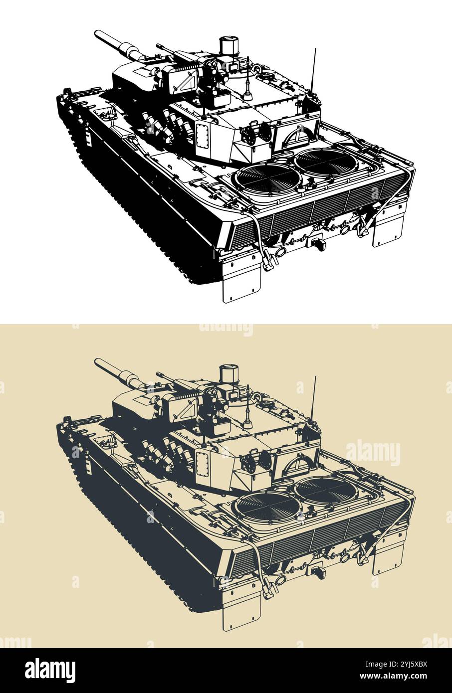 Stylized vector illustrations of a Leopard 2 tank Stock Vector Image ...