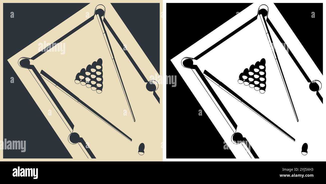 Stylized vector illustrations of a pool table close-up Stock Vector ...