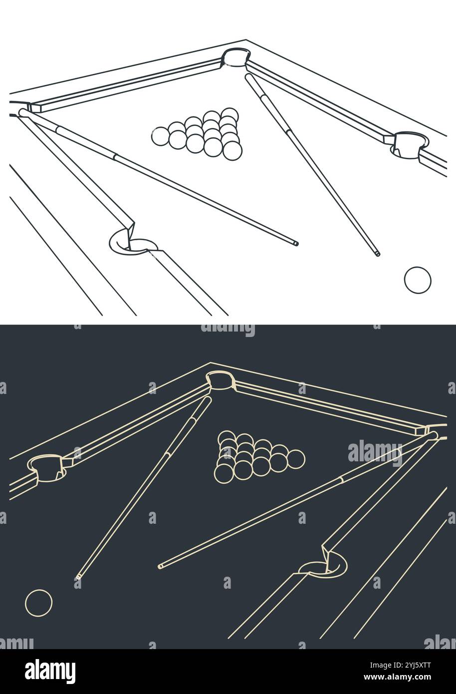 Stylized vector illustrations of a pool table close-up Stock Vector ...