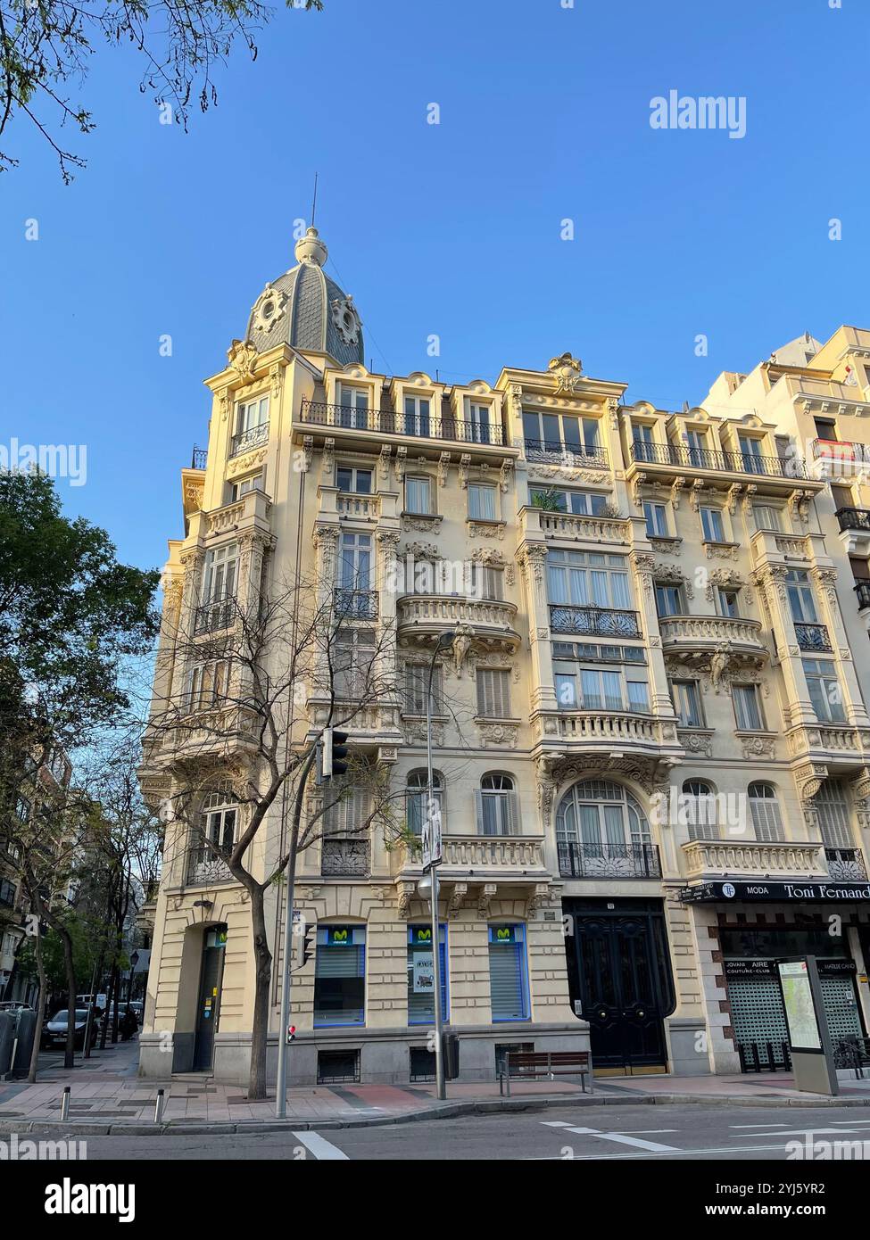 Facade of Art-Nouveau building. Goya street, Madrid, Spain Stock Photo ...