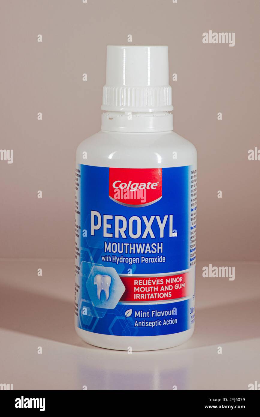 Colgate Peroxyl mouthwash Stock Photo - Alamy