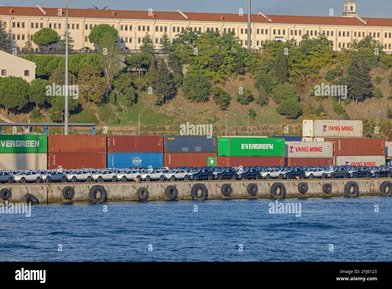 Shipping container with tires hi-res stock photography and images - Alamy