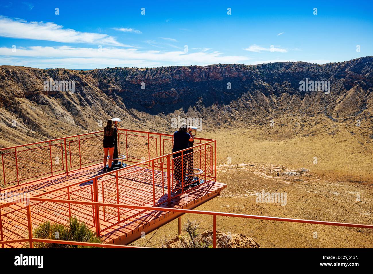 Tourists visit the Meteor Crater & Barringer Space Museum; Winslow ...