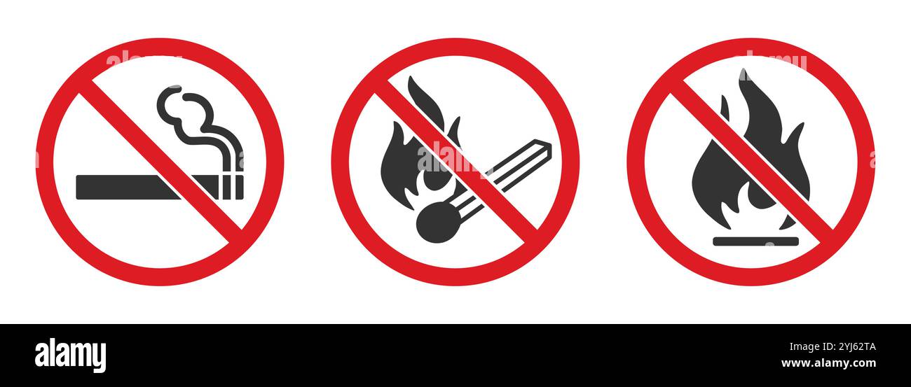 No open fire, no smoking icon symbol. No open flame sparkle logo sign ...