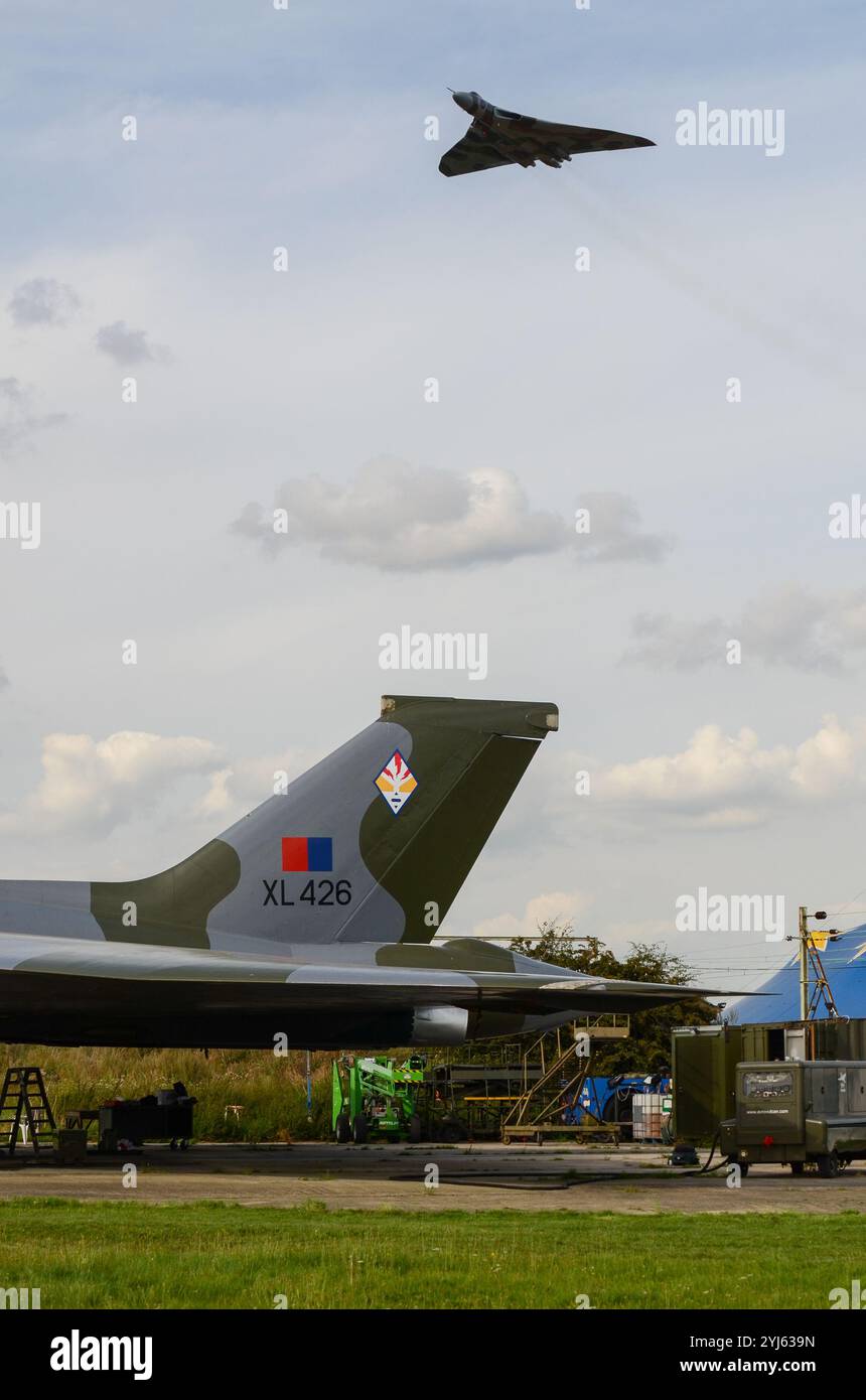 Avro Vulcan B2 bomber serial number XH558 flying over Southend Airport ...