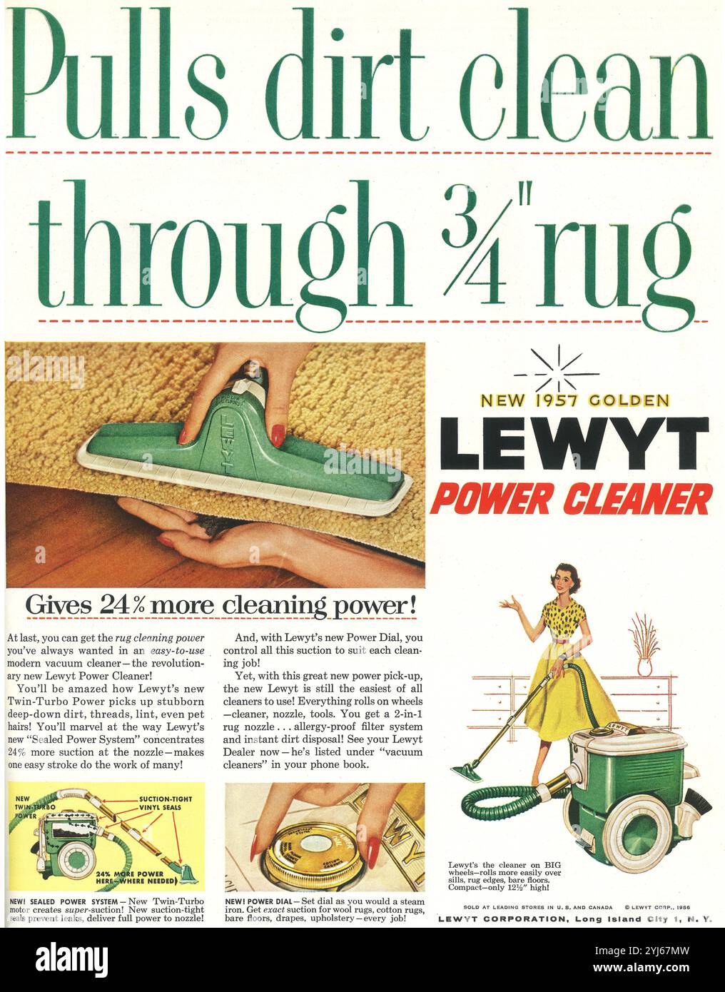 1956 Lewyt Power Cleaner Vacuum Cleaner Ad Stock Photo - Alamy