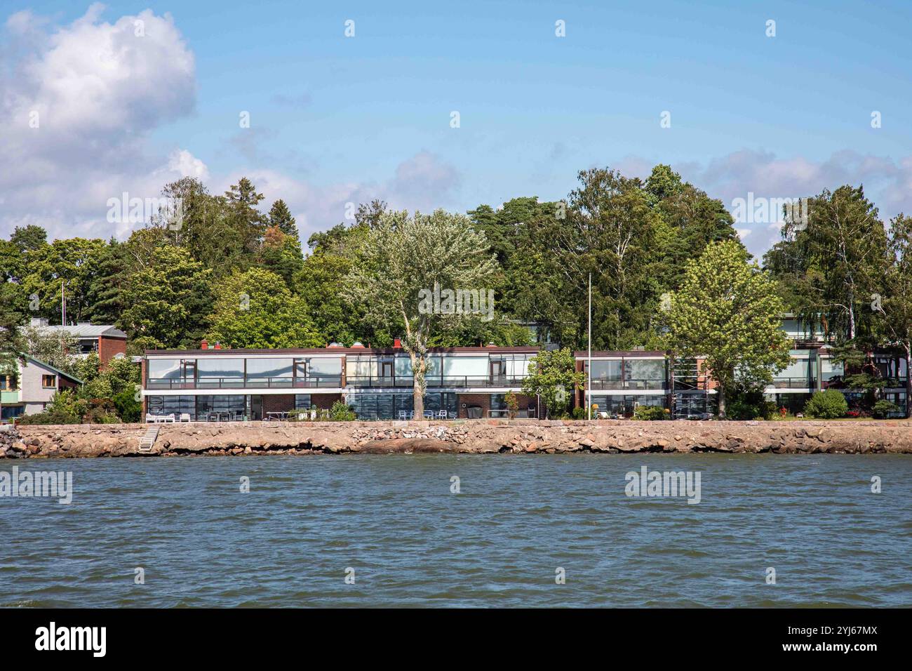 Waterfront residential building or row house in Kulosaari district of ...