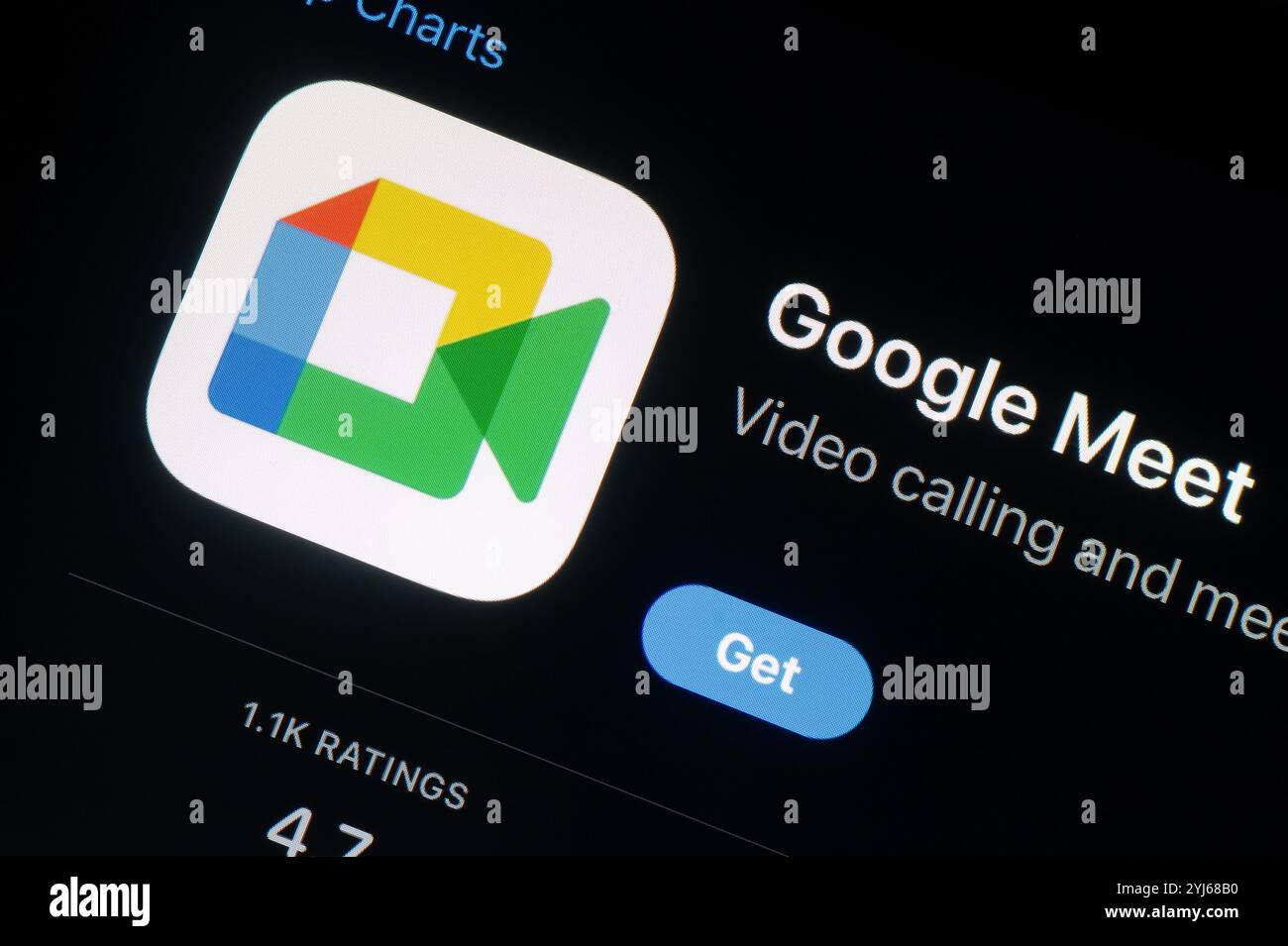 OSTRAVA, CZECHIA - JULY 27, 2024: App store with Google Meet tele ...