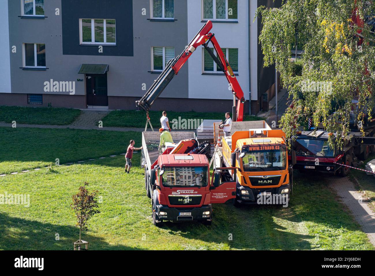 OSTRAVA, CZECHIA - SEPTEMBER 27, 2023: MAN and Tatra 815 crane trucks ...