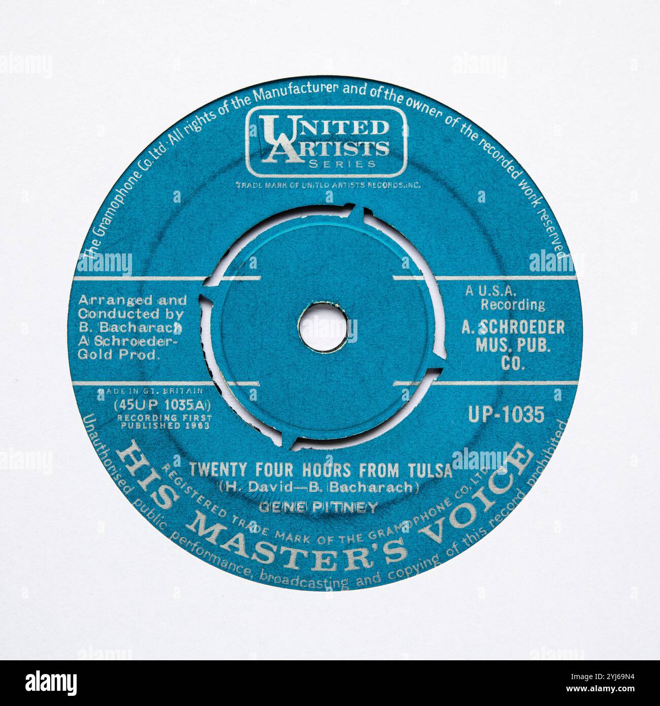 Centre label of the seven inch single version of Twenty Four Hours From ...