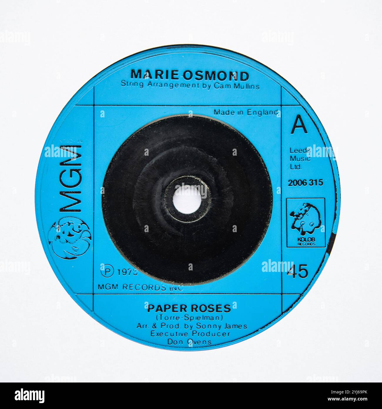Centre label of the seven inch single version of Paper Roses by Marie ...