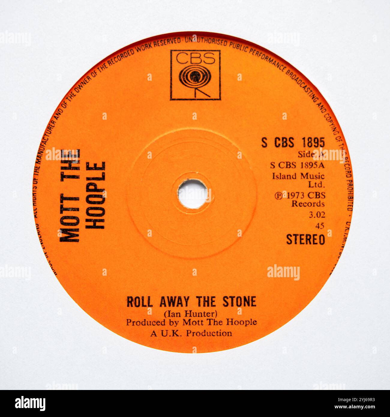 Centre label of the seven inch single version of Roll Away the Stone by ...