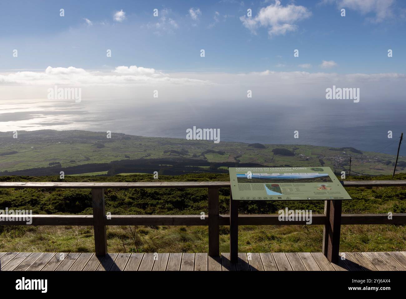Boardwalk to the panoramic views of Pico Santa Barbara, Terceira Island ...