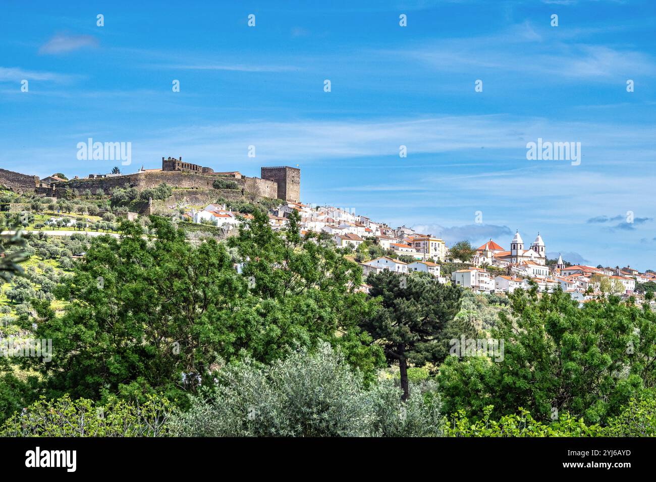 Panorama of Castelo de Vide rooftops seen from an outside viewpoint ...