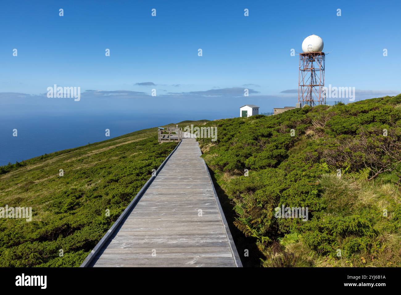 Boardwalk to the panoramic views of Pico Santa Barbara, Terceira Island ...
