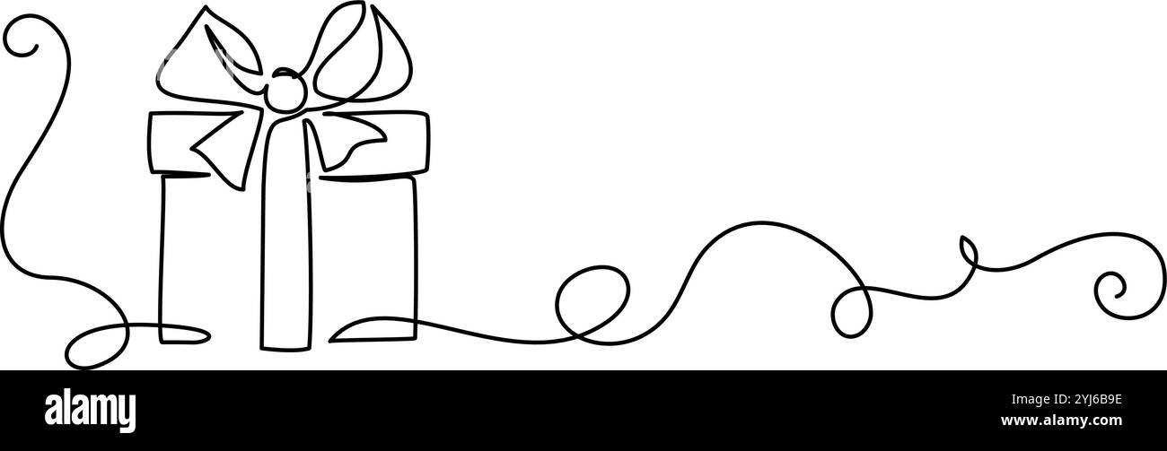 Wavy line art gift box illustration Black and White Stock Photos ...