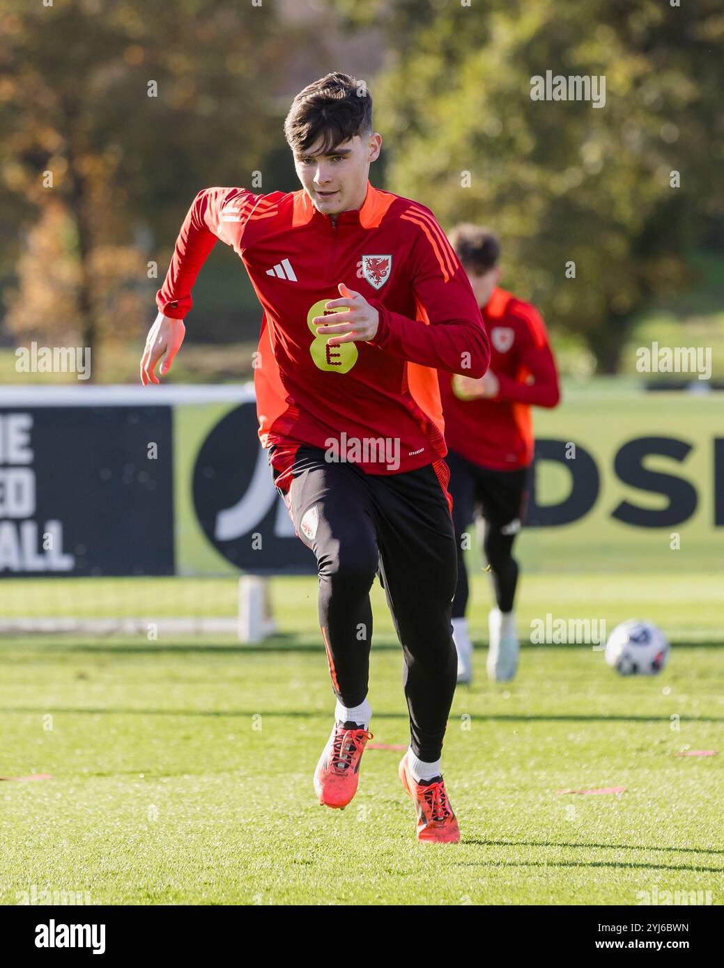 PONTYCLUN, UK. 13th Nov, 2024. Wales' Charlie Crew during a training ...
