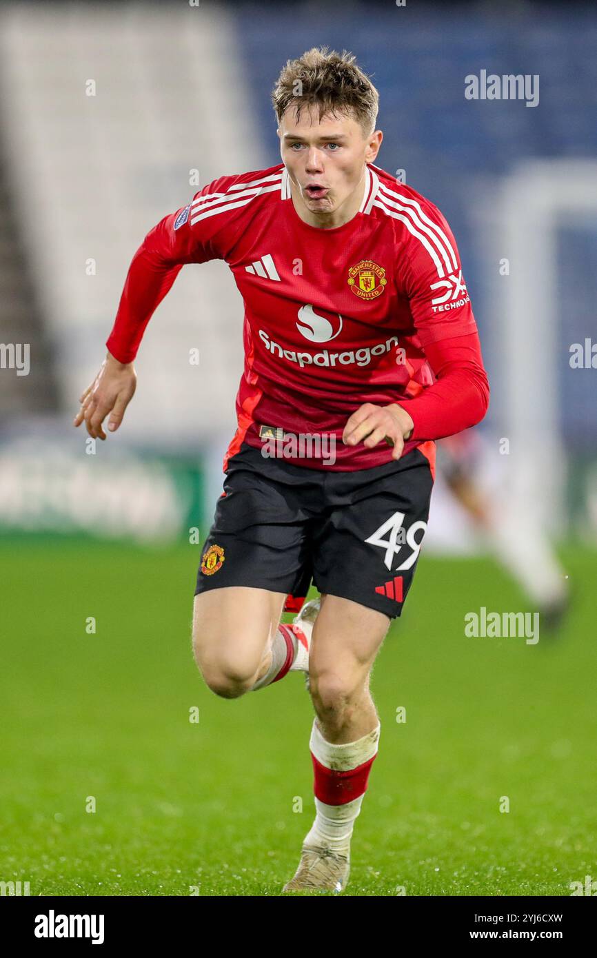 Manchester United U21's midfielder Ethan Ennis (49) in action during ...