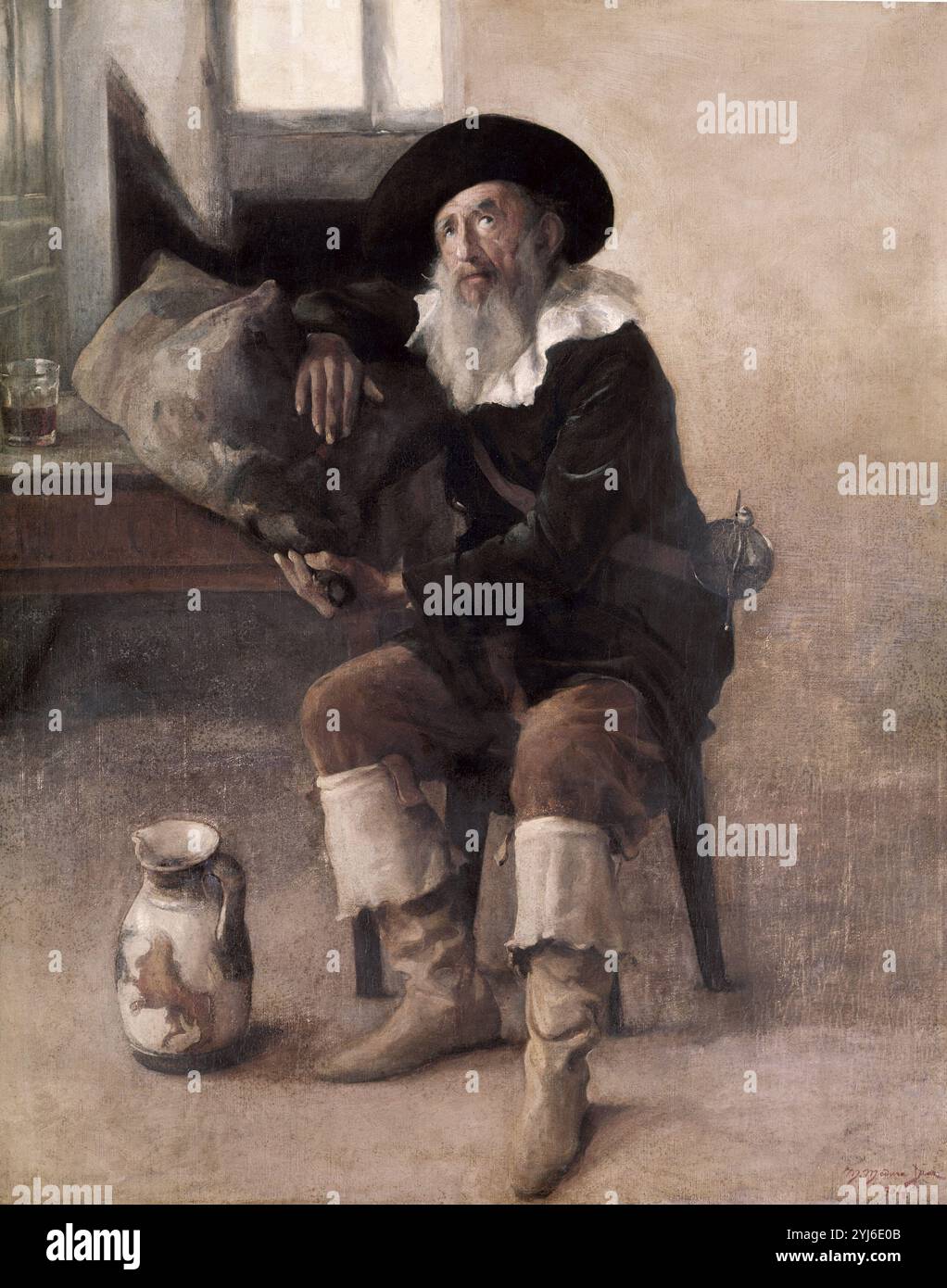 ANCIANO CON UN PELLEJO DE VINO. Author: MEDINA DIAZ M. Location: MUSEO ...