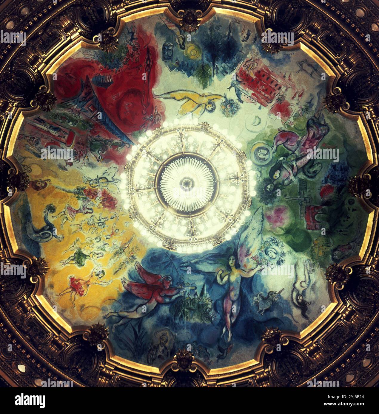 Interior of the dome at the Opera house in Paris. 1964. Paris, Opera ...