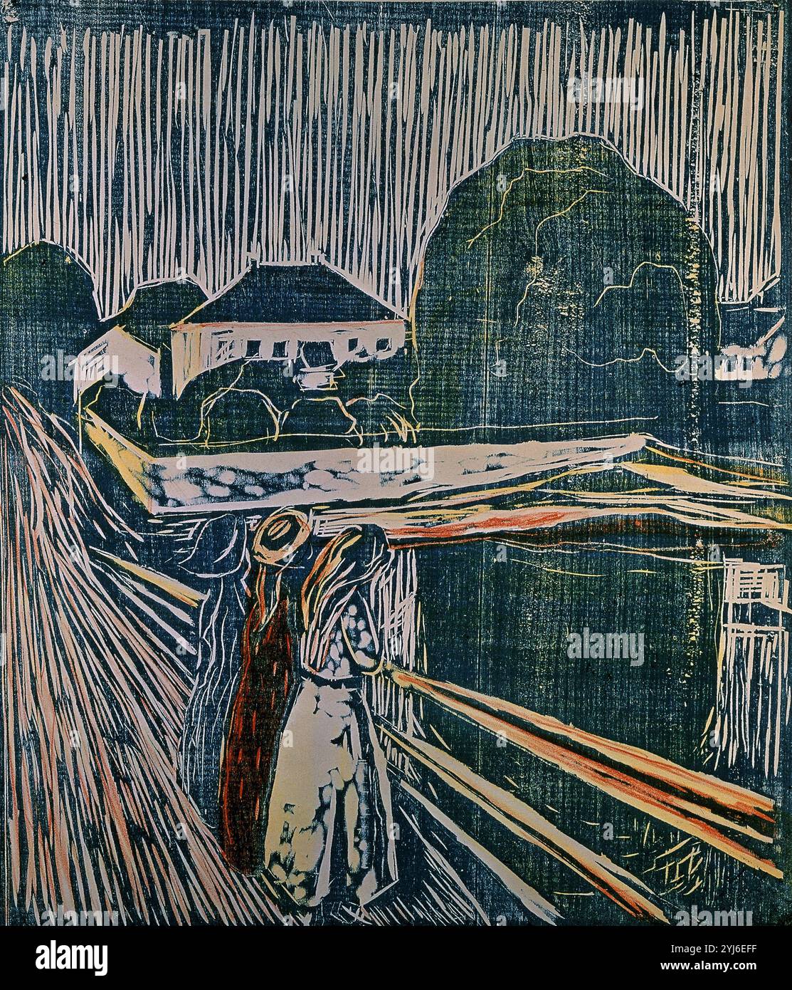 (TRES MUJERES EN EL PUENTE) - GRABADO COLOREADO. Author: EDUARD MUNCH O ...