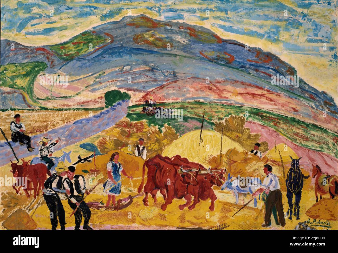 'The Threshing Floor', 1945, Oil on paper, 72 x 101 cm, AS06137. Author ...