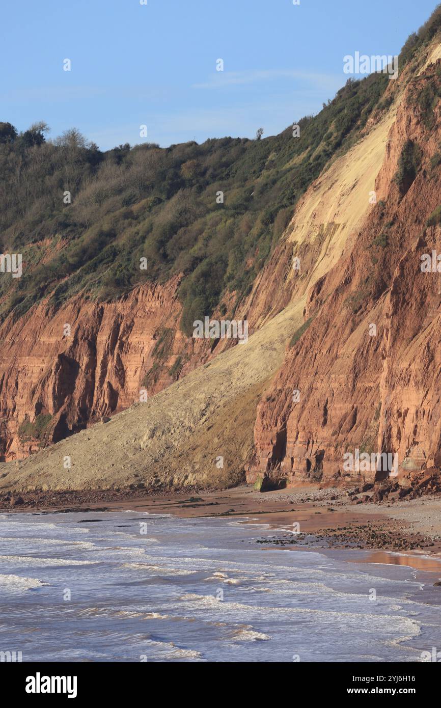Cliff fall at Jacob's ladder beach, Sidmouth, Devon, England, UK Stock ...