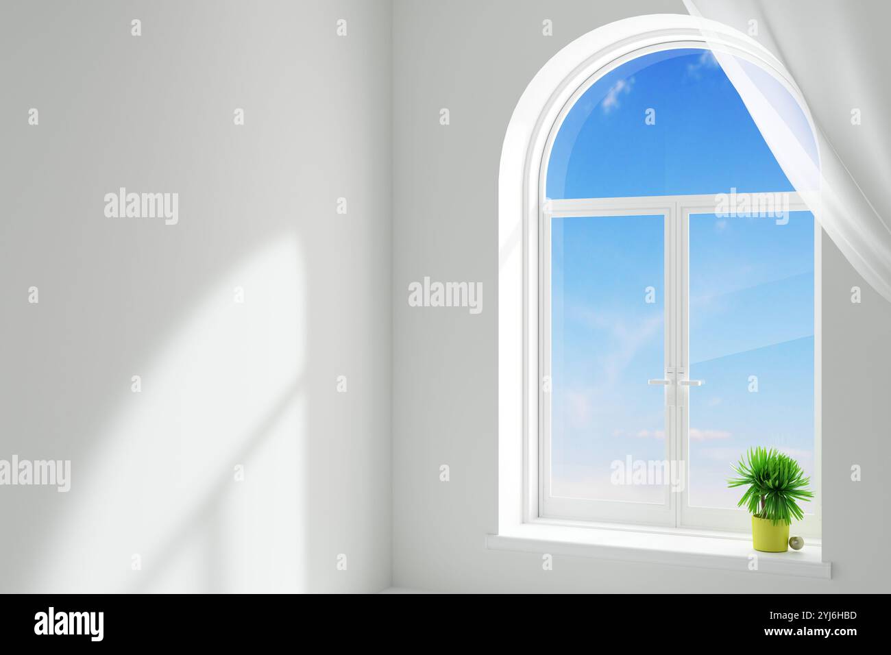 White arch plastic window in the room Stock Photo - Alamy