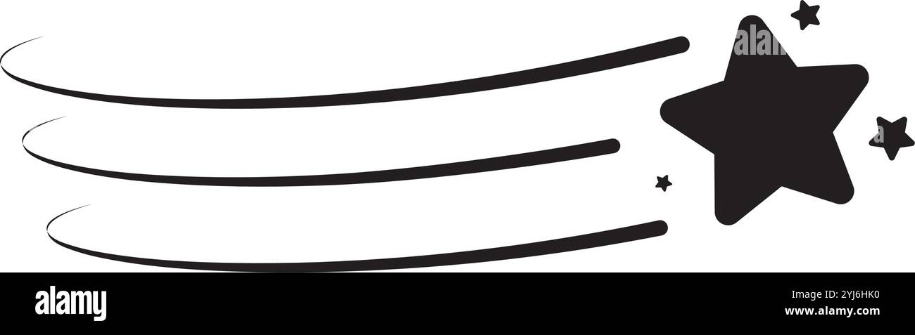 Shooting star silhouette design with trailing lines. Vector ...