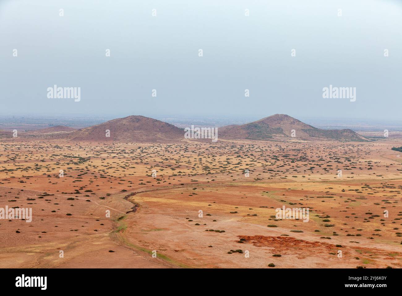 Aerial view of the plain extending between Marrakech and the first ...