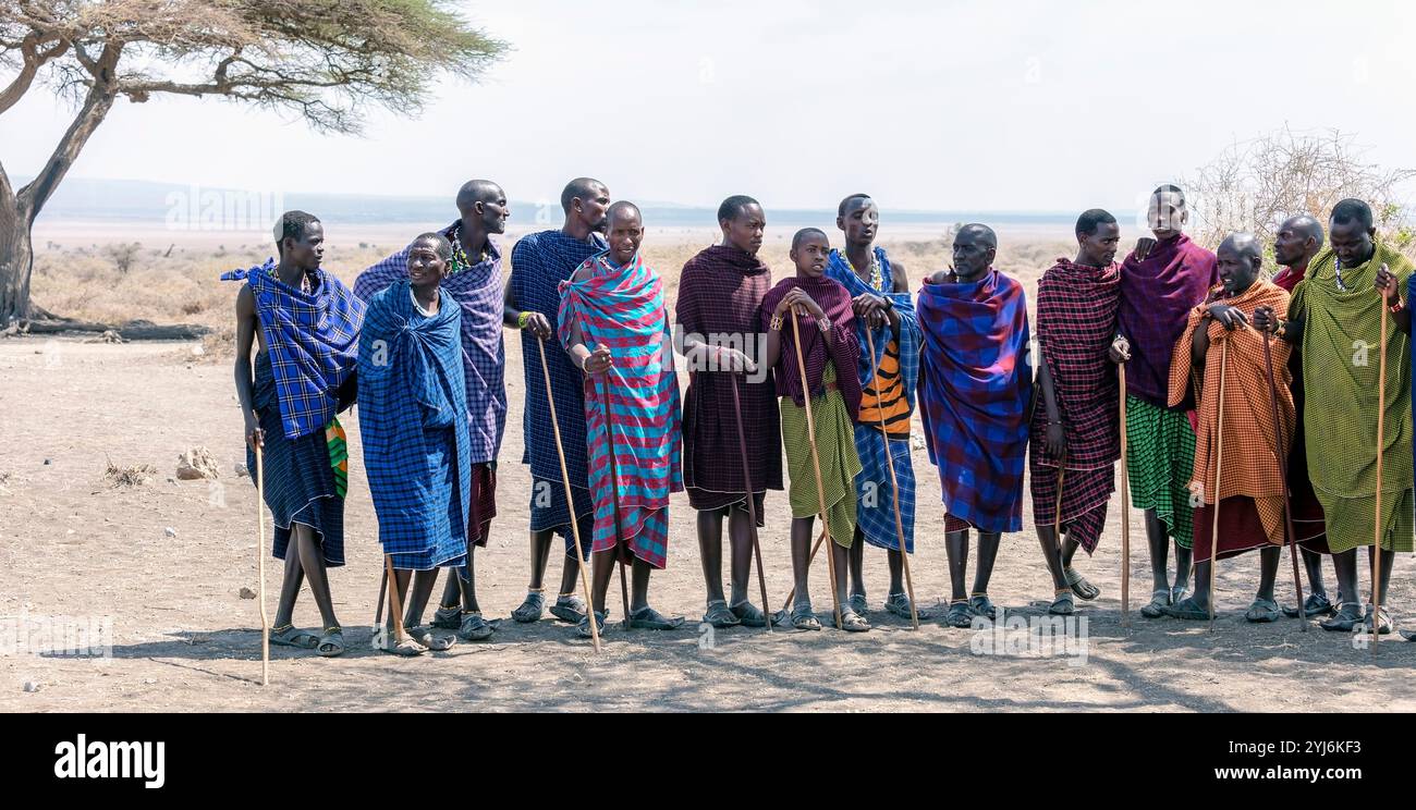 Maasai men and boy East Africa Stock Photo - Alamy