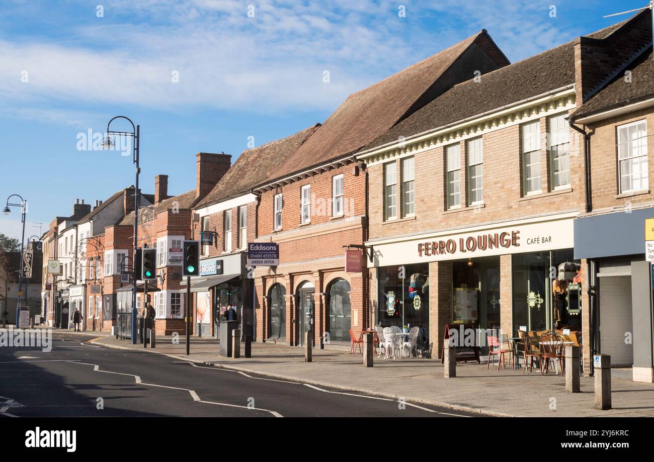 Ferro Lounge café bar in St Neots High Street, England, UK Stock Photo ...