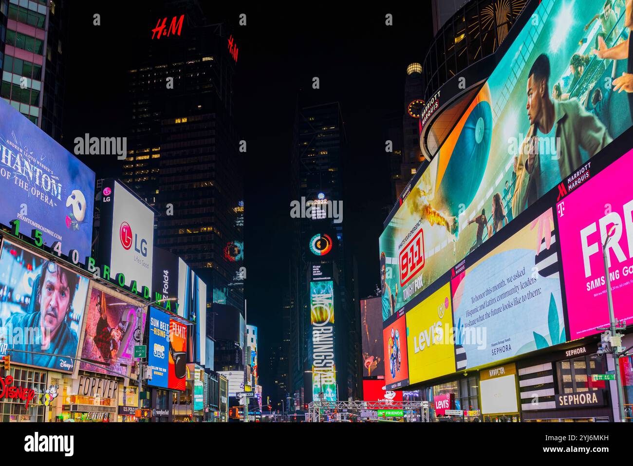 Bright Times Square night scene with vibrant digital ads for LG ...