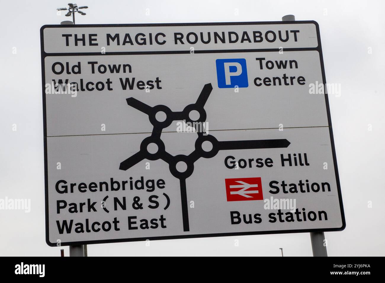 Sign for the Magic Roundabout Stock Photo - Alamy