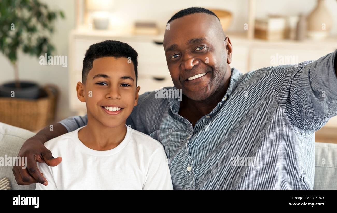Selfie With Grandfather. Happy african american granddad and his ...