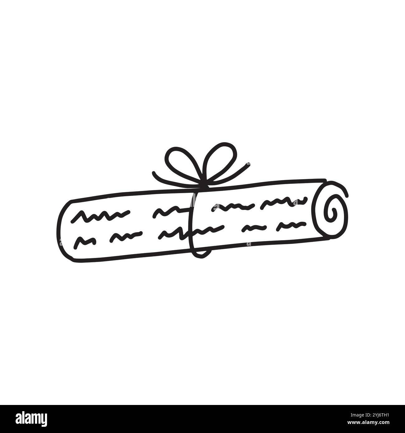 Letter rolled up into tube, simply rolled scroll, line black Stock ...