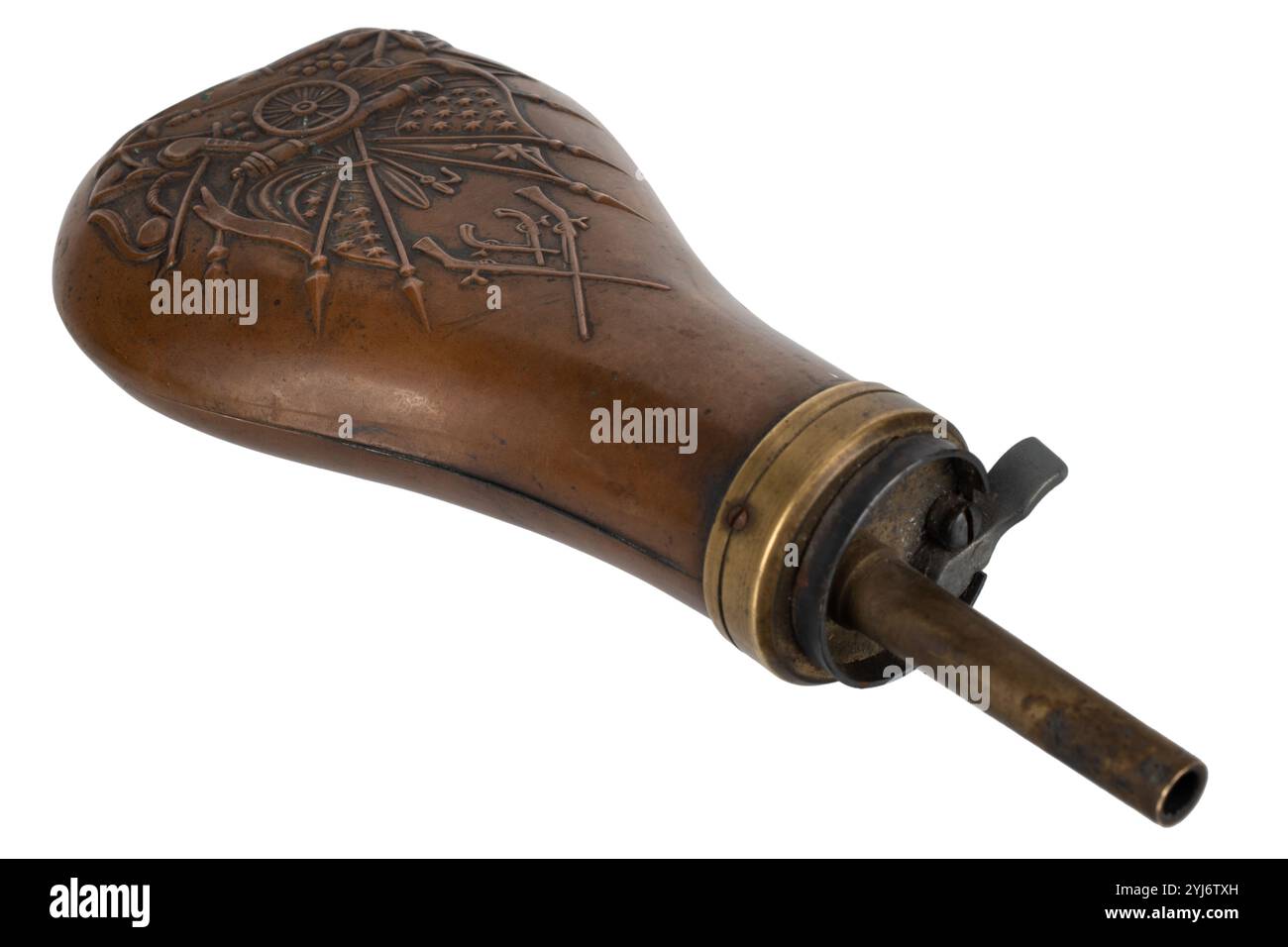 Old west gunpowder flask isolated on white background Stock Photo - Alamy