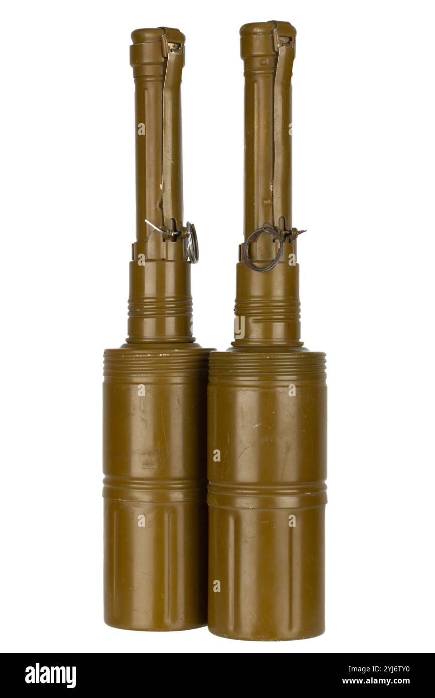 Anti tank handheld shaped charge grenades. Isolated on white background ...