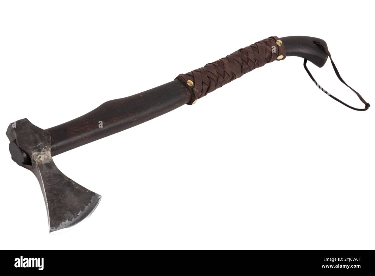 battle axe with wooden handle on white background Stock Photo - Alamy