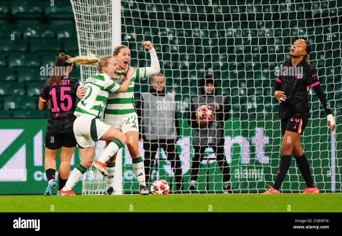 Celtic's Murphy Agnew (centre) celebrates scoring their side's first ...