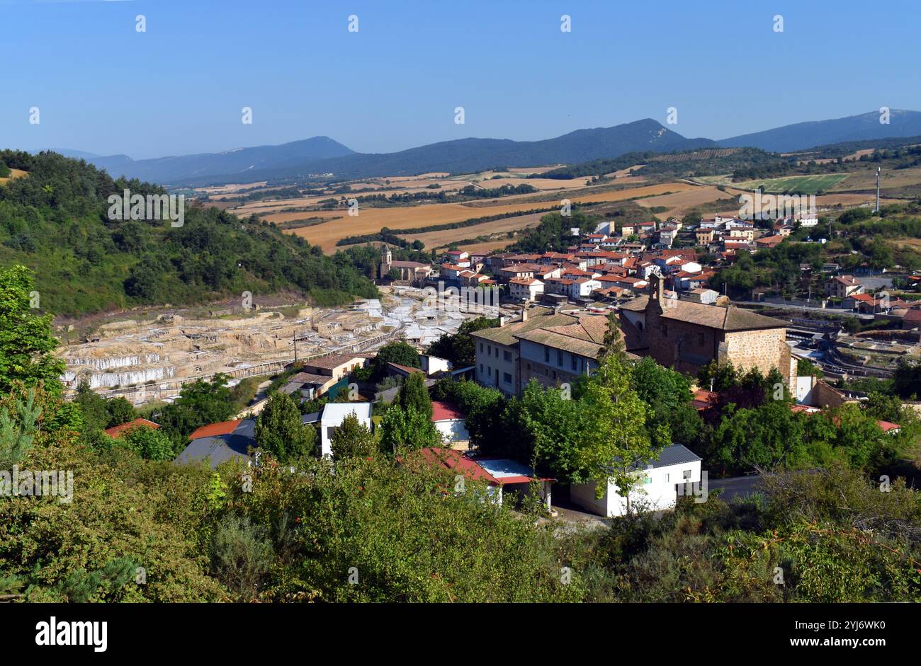 Landscape of the A–ana Salt Valley. Salinas de A–ana. Basque Country ...