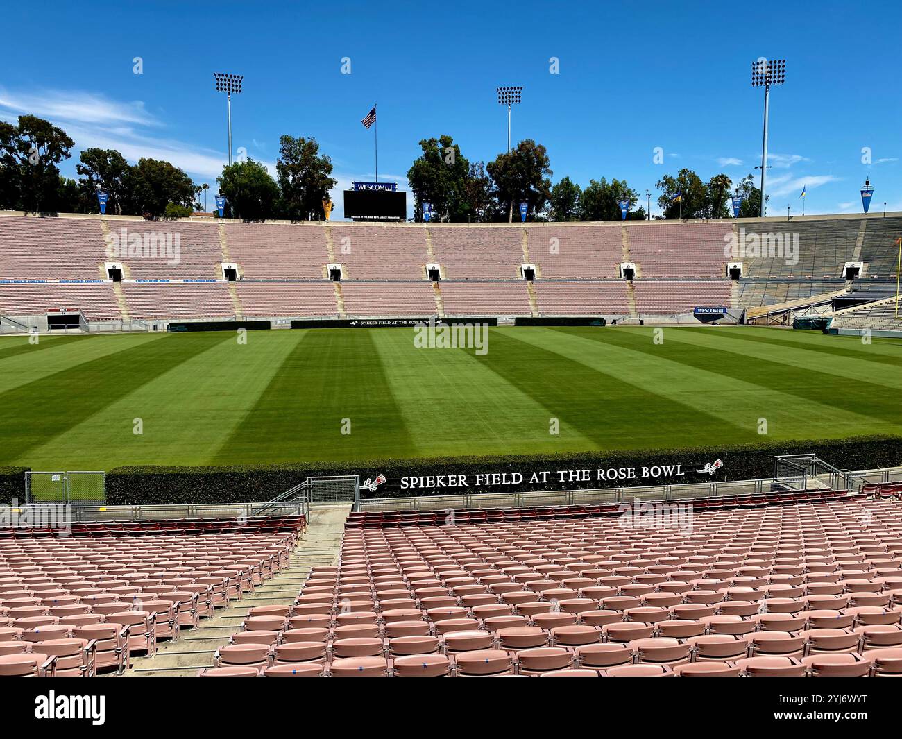 Rose Bowl Stadium football field on a beautiful sunny summer day in ...
