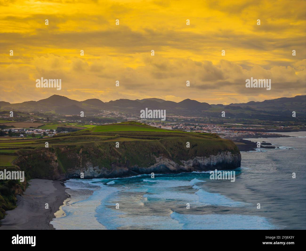 Santa Barbara beach with volcanic sand and turquoise Atlantic ocean ...