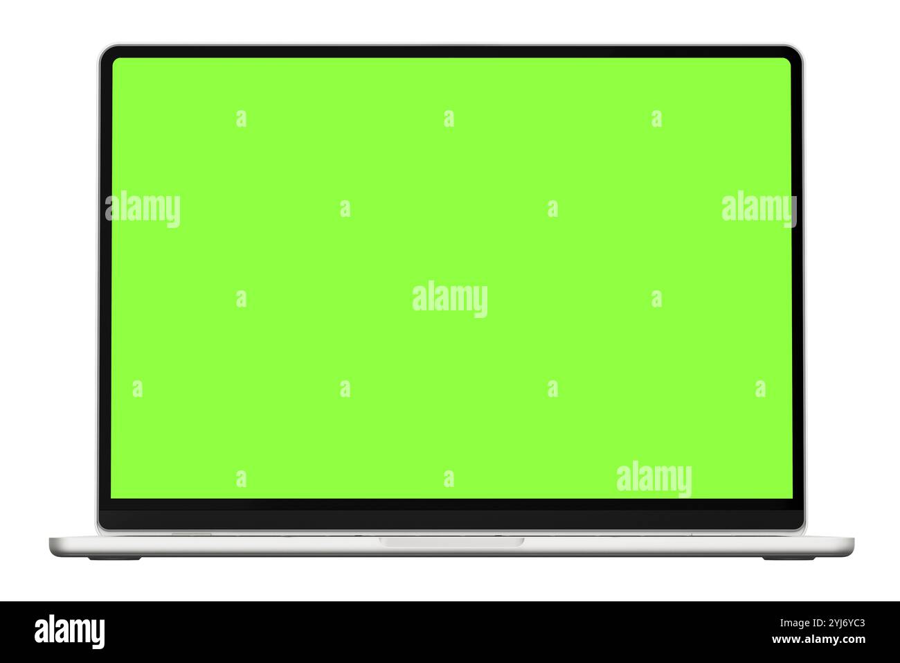 Modern Laptop Mockup with Green Screen Chroma Key isolated on a White ...