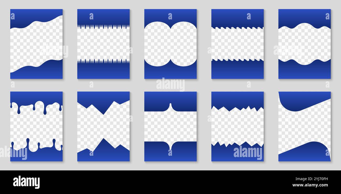 Abstract Curve Lines, Wave Frame for Web Page. Set of Separator Shapes. Template Divider Header ...