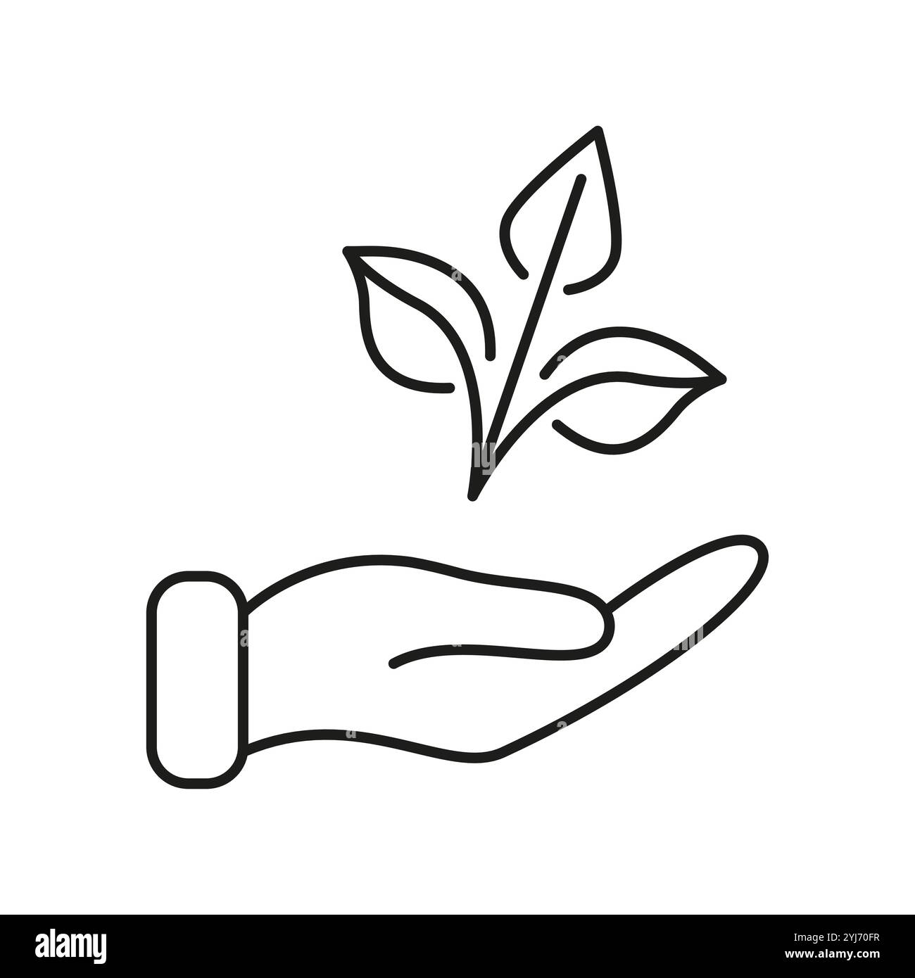 Hand Holding Plant Outline Icon, Vegan Plant-Based Diet And Healthy ...