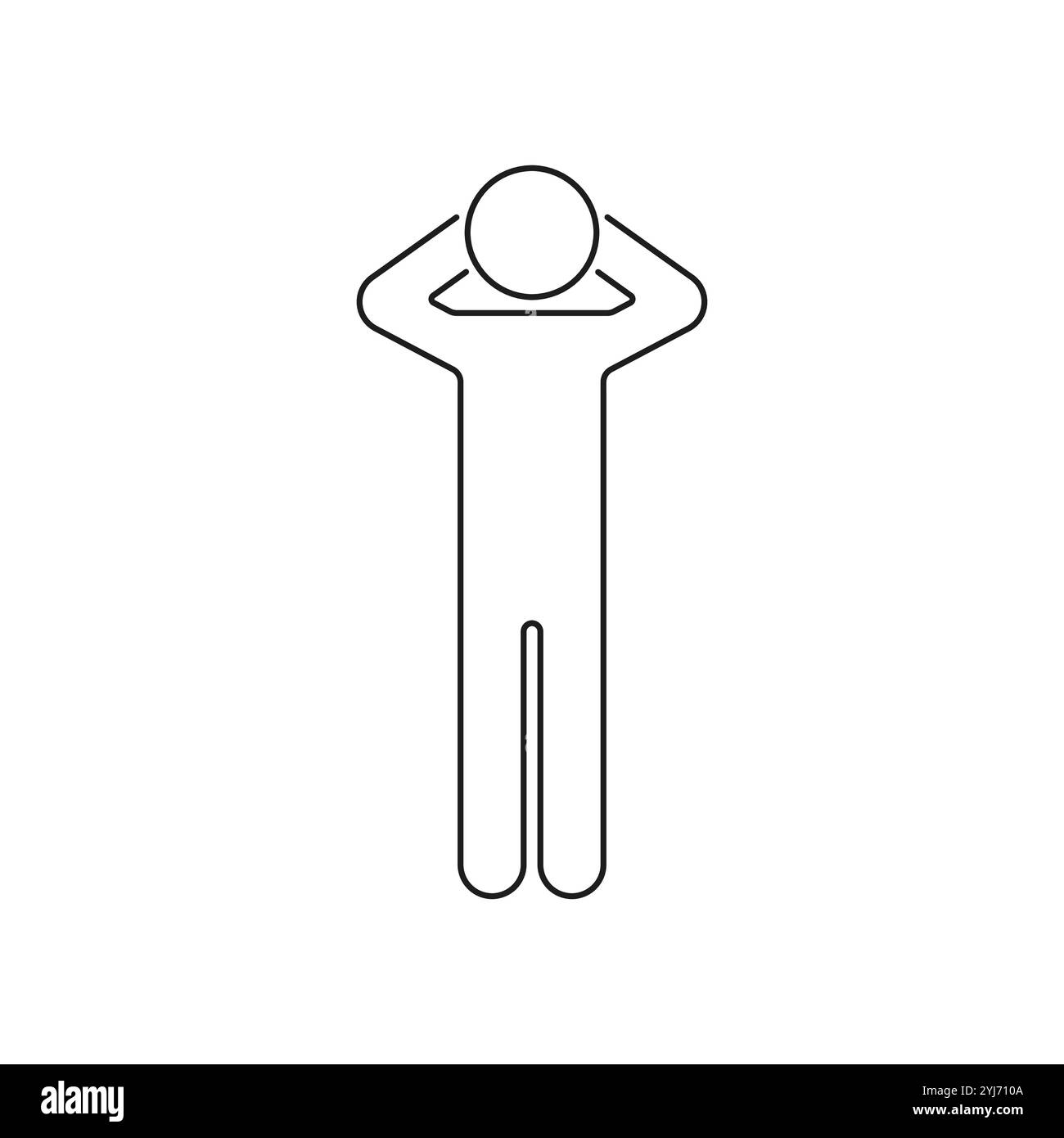 Human Figure with Hands Behind Head Line Icon. Stick Figure in Relaxed ...
