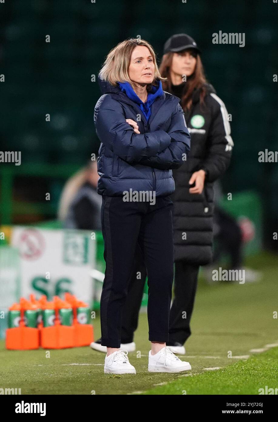 Chelsea manager Sonia Bompastor on the touchline during the UEFA Women ...