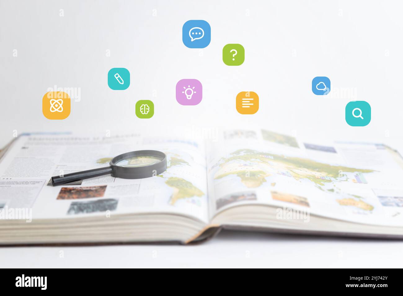 Open book magnifying glass hi-res stock photography and images - Alamy