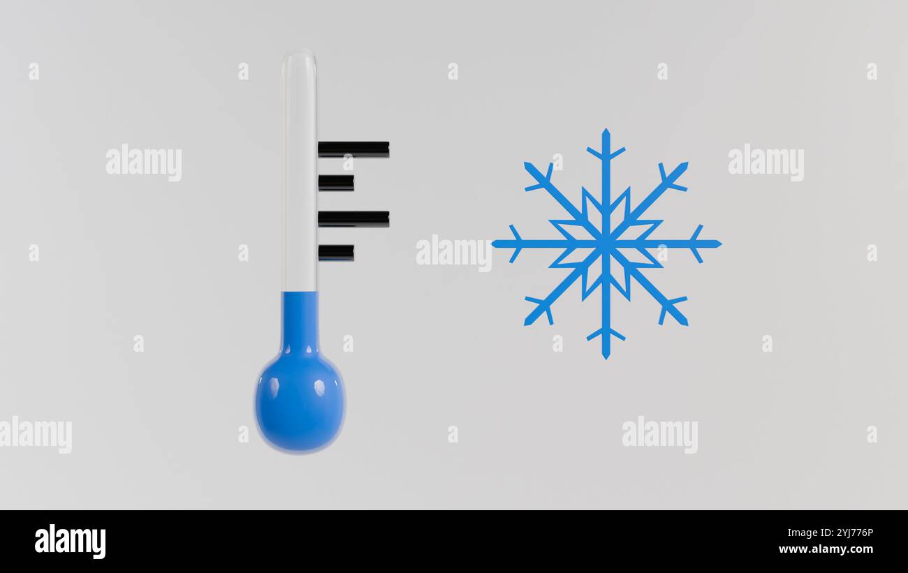 Simple blue thermometer with a snowflake on a white background. Ideal ...